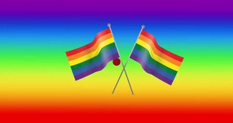 Animation of rainbow flags over rainbow ... | Stock Video | Pond5
