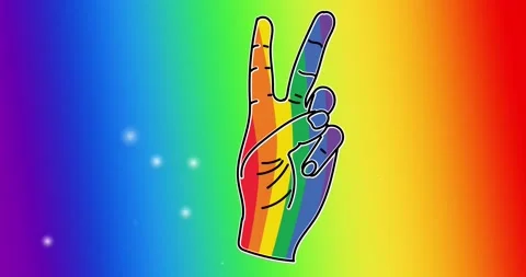 Animation of rainbow hand with victory s... | Stock Video | Pond5