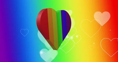 Animation of rainbow heart over rainbow ... | Stock Video | Pond5