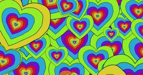 Animation of rainbow hearts over rainbow... | Stock Video | Pond5
