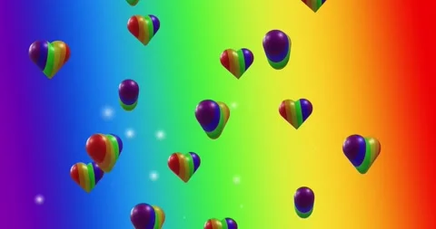 Animation of rainbow hearts over rainbow... | Stock Video | Pond5