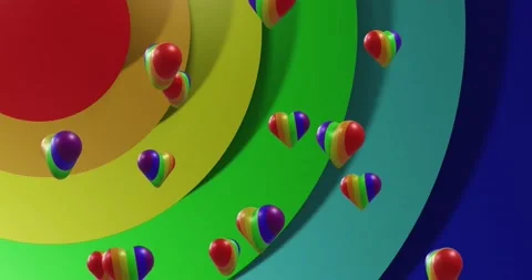 Animation of rainbow hearts over rainbow... | Stock Video | Pond5