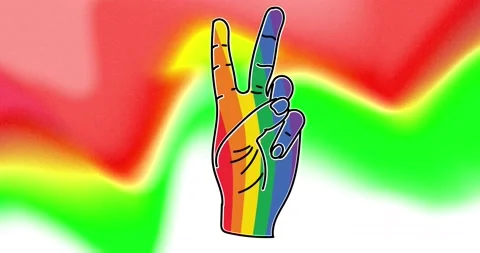 Animation of rainbow victory symbol over... | Stock Video | Pond5