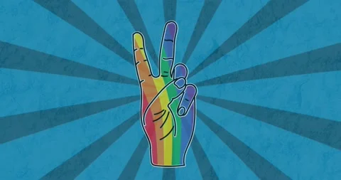 Animation of rainbow victory symbol over... | Stock Video | Pond5