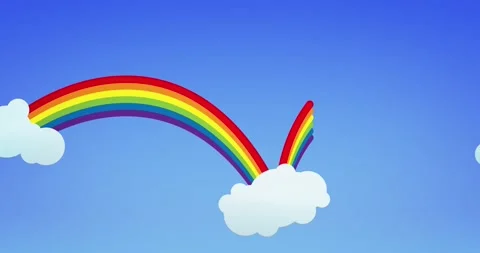 Animation of rainbows and white clouds o... | Stock Video | Pond5