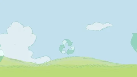 Animation of Recycle logo, on the cloudy... | Stock Video | Pond5