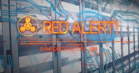 Animation of red alert text and symbol o... | Stock Video | Pond5