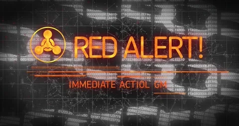 Animation of red alert text and symbol o... | Stock Video | Pond5