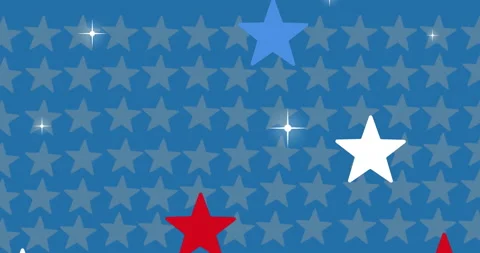 Animation of red and blue stars on blue ... | Stock Video | Pond5