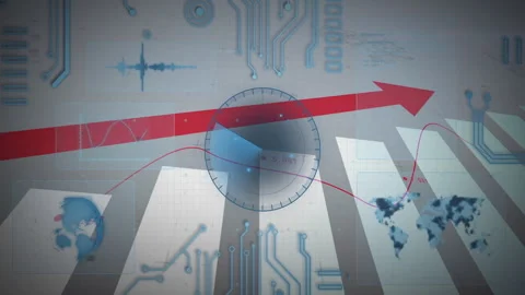 Animation of red arrow with digital grap... | Stock Video | Pond5