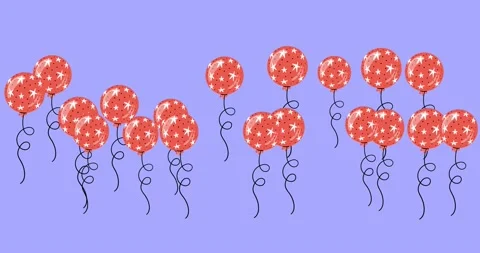 Animation of red balloons with stars bou... | Stock Video | Pond5