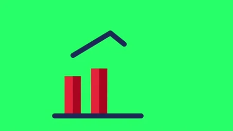 Animation red bar chart stock signals. | Stock Video | Pond5
