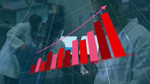Animation of red bar graph with upward a... | Stock Video | Pond5