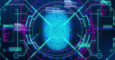 Animation of red biometric fingerprint w... | Stock Video | Pond5