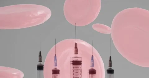 Animation of red blood cells and syringe... | Stock Video | Pond5