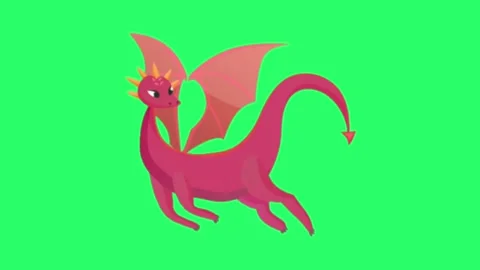 Animation red cute dragon on green backg... | Stock Video | Pond5