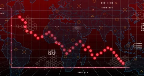 Animation of red financial graph with wo... | Stock Video | Pond5