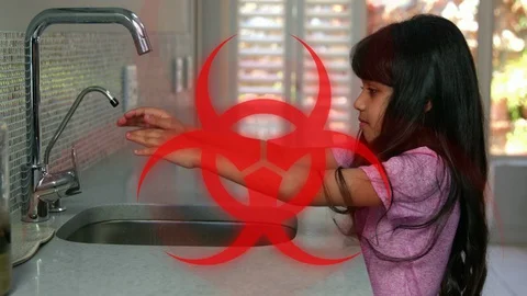 Animation of red health hazard sign over... | Stock Video | Pond5