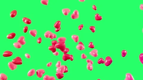 Animation red hearts shape floating on g... | Stock Video | Pond5