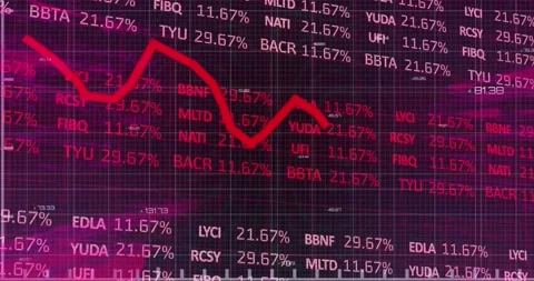 Animation of red line and financial data... | Stock Video | Pond5