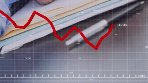 Animation of red line graph declining wi... | Stock Video | Pond5