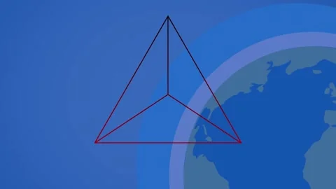 Animation of red triangle over blue glob... | Stock Video | Pond5