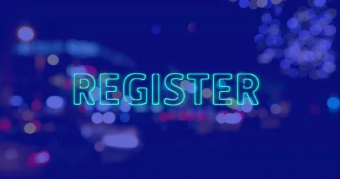 Animation of register text over cityscap... | Stock Video | Pond5