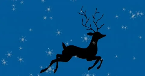 Animation of reindeer over snow falling ... | Stock Video | Pond5