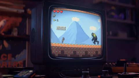 Animation of the retro game character ki... | Stock Video | Pond5