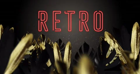 Animation of retro text over leaves on g... | Stock Video | Pond5