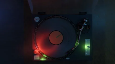 animation of a retro turntable with spin... | Stock Video | Pond5