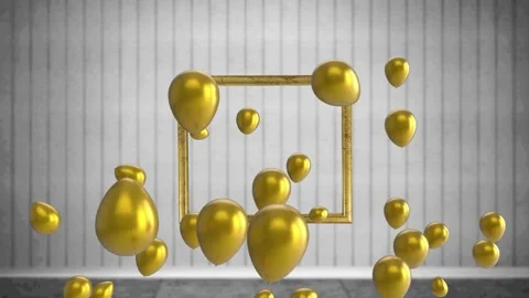 Animation of rising gold balloons and co... | Stock Video | Pond5