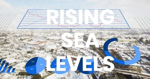 Animation of rising sea levels over fina... | Stock Video | Pond5