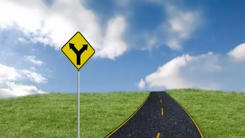 Animation of road sign and road on blue ... | Stock Video | Pond5