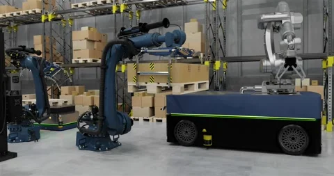 Animation of robots and drones working i... | Stock Video | Pond5