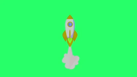 Animation rocket isolate on green backgr... | Stock Video | Pond5