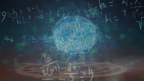 Animation of rotating brain and math for... | Stock Video | Pond5