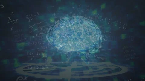 Animation of rotating brain and math for... | Stock Video | Pond5