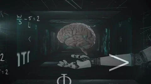 Animation of rotating brain and math for... | Stock Video | Pond5