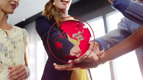 Animation of rotating globe over group o... | Stock Video | Pond5