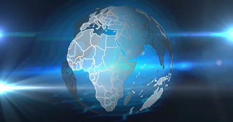 Animation of rotating globe over lens fl... | Stock Video | Pond5