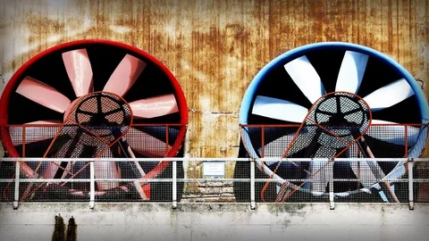 Animation of rotating industrial fans | Stock Video | Pond5
