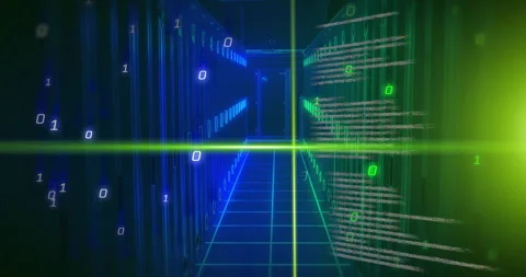 Animation of rotating shapes, green scan... | Stock Video | Pond5