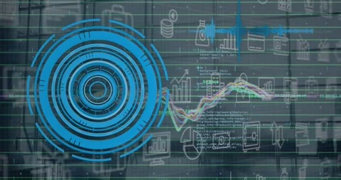 Animation of round scanner, digital icon... | Stock Video | Pond5