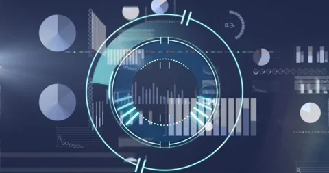 Animation of round scanner over statisti... | Stock Video | Pond5