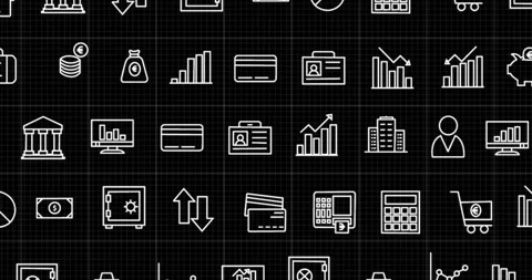 Animation of rows of business icons movi... | Stock Video | Pond5