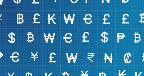 Animation of rows of currency signs movi... | Stock Video | Pond5