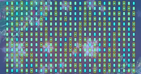 Animation of rows of spinning circles ov... | Stock Video | Pond5