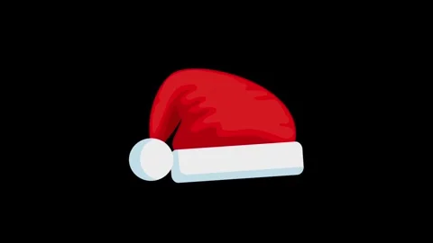Animation Santa Claus hat on black scree... | Stock Video | Pond5