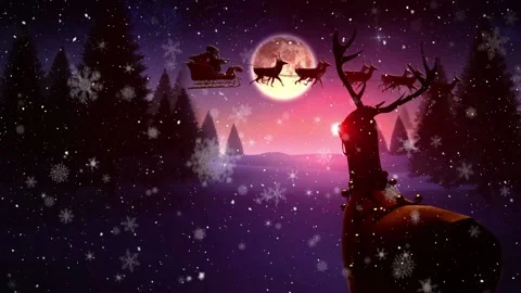 Animation of santa claus in sleigh over ... | Stock Video | Pond5